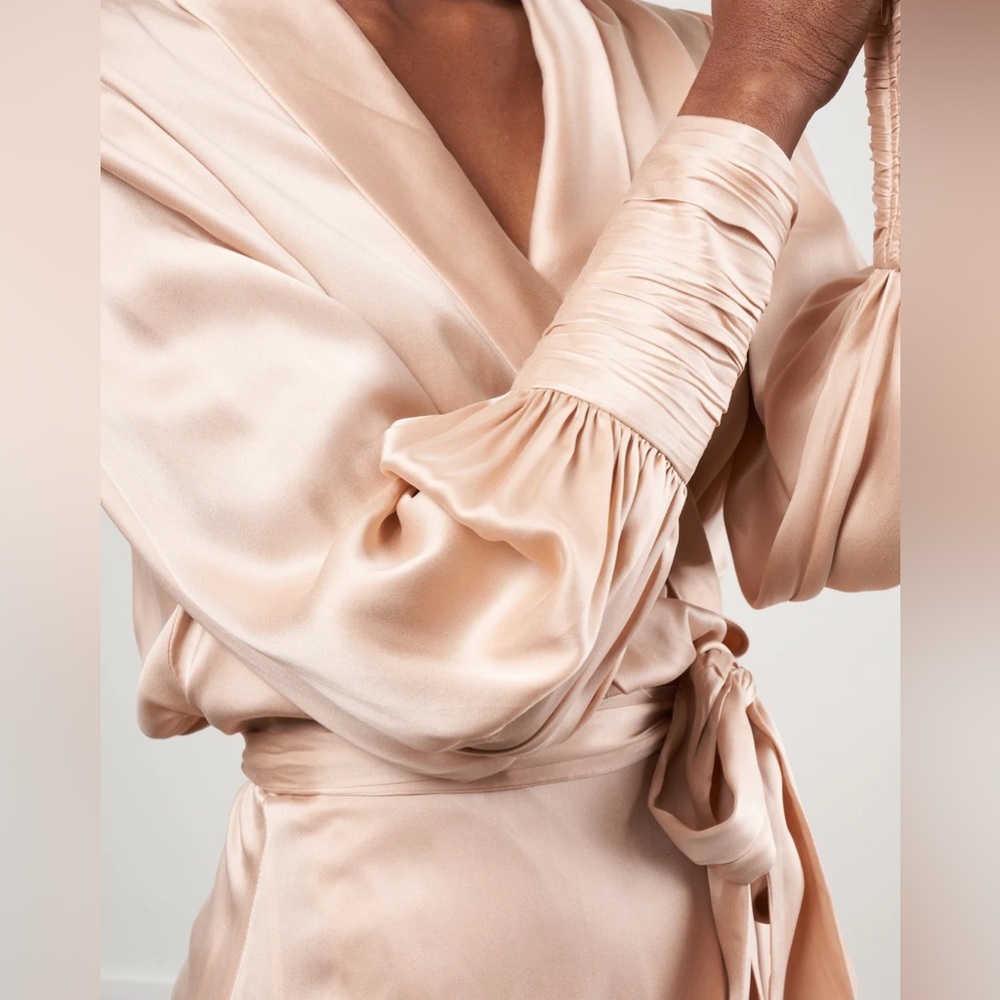 Zimmerman Silk Wrap Midi Dress In Creme Us:8 - Gem